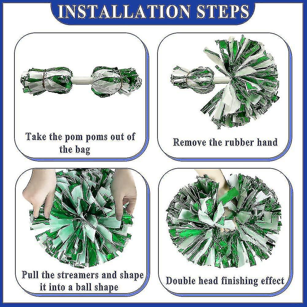 4 Pack Cheerleading Pom Poms,metallic Cheer Pom Poms With Training ...