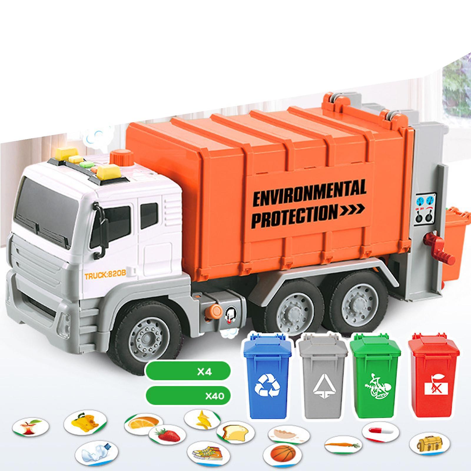 Large Garbage Truck Toy Realistic Trash Truck Toy for Age 4-7 Kids ...