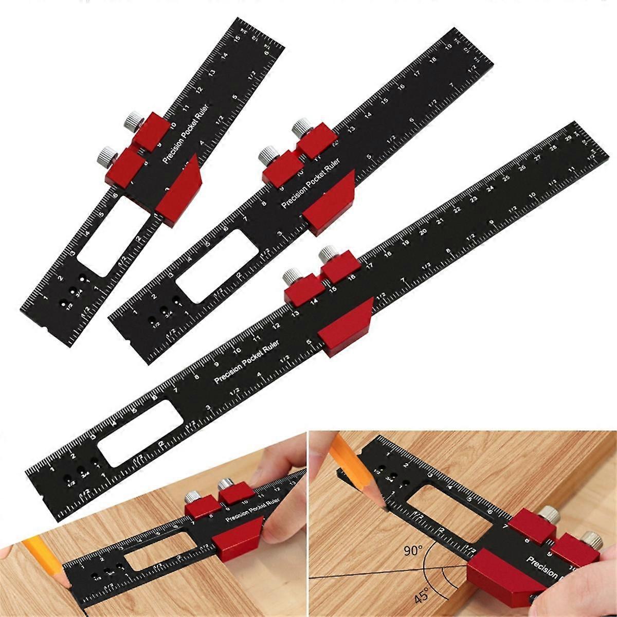 Woodworking Precision Pocket Ruler Aluminum Alloy Slide Ruler Inch ...