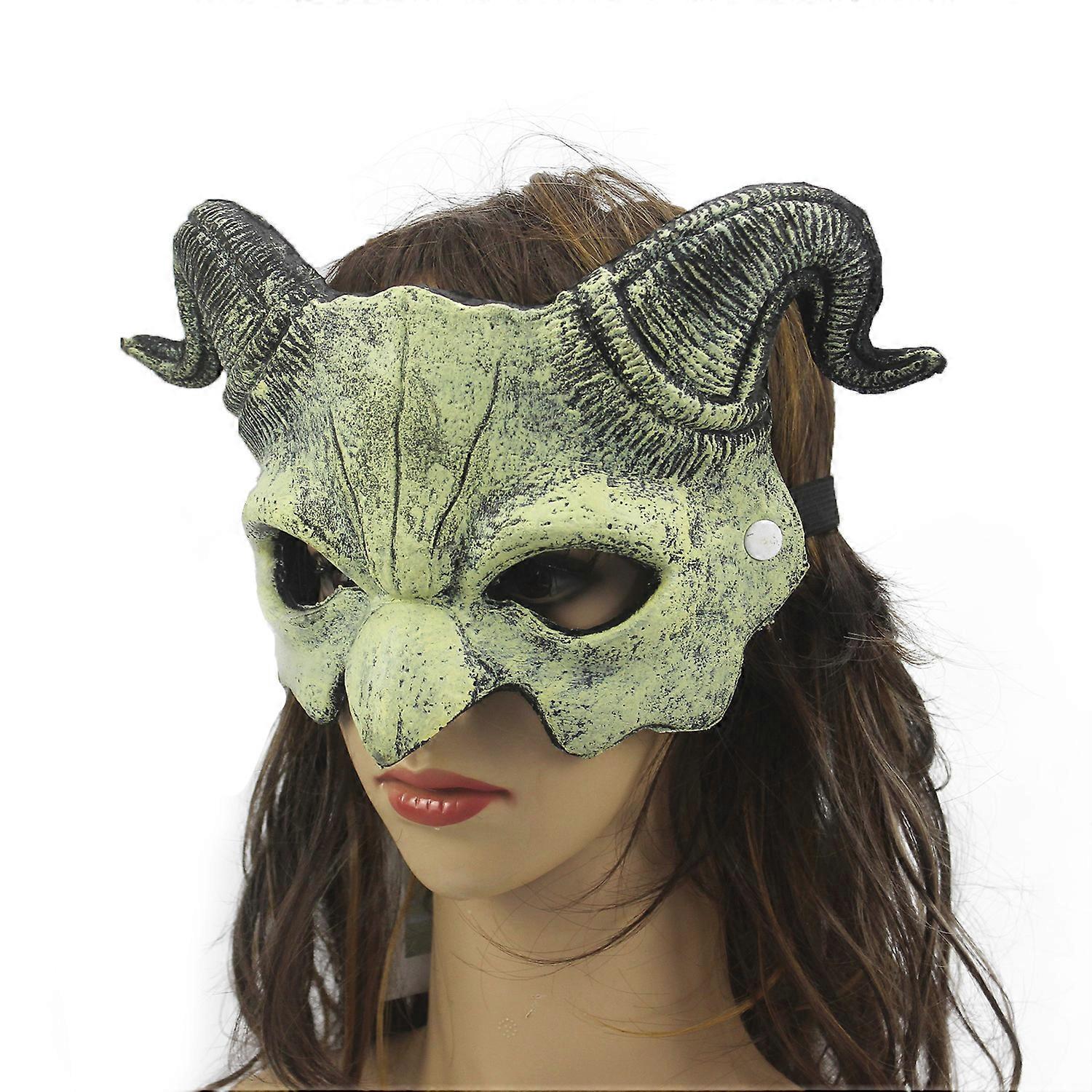 Devil Mask Halloween Masquerade Sheep Horn Half Face PU Mask | Fruugo UK