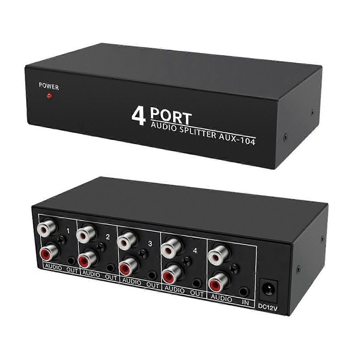 Audio Splitter 1 in 4 Out RCA L/R Aux Stereo Audio Splitter 1X4 Audio ...