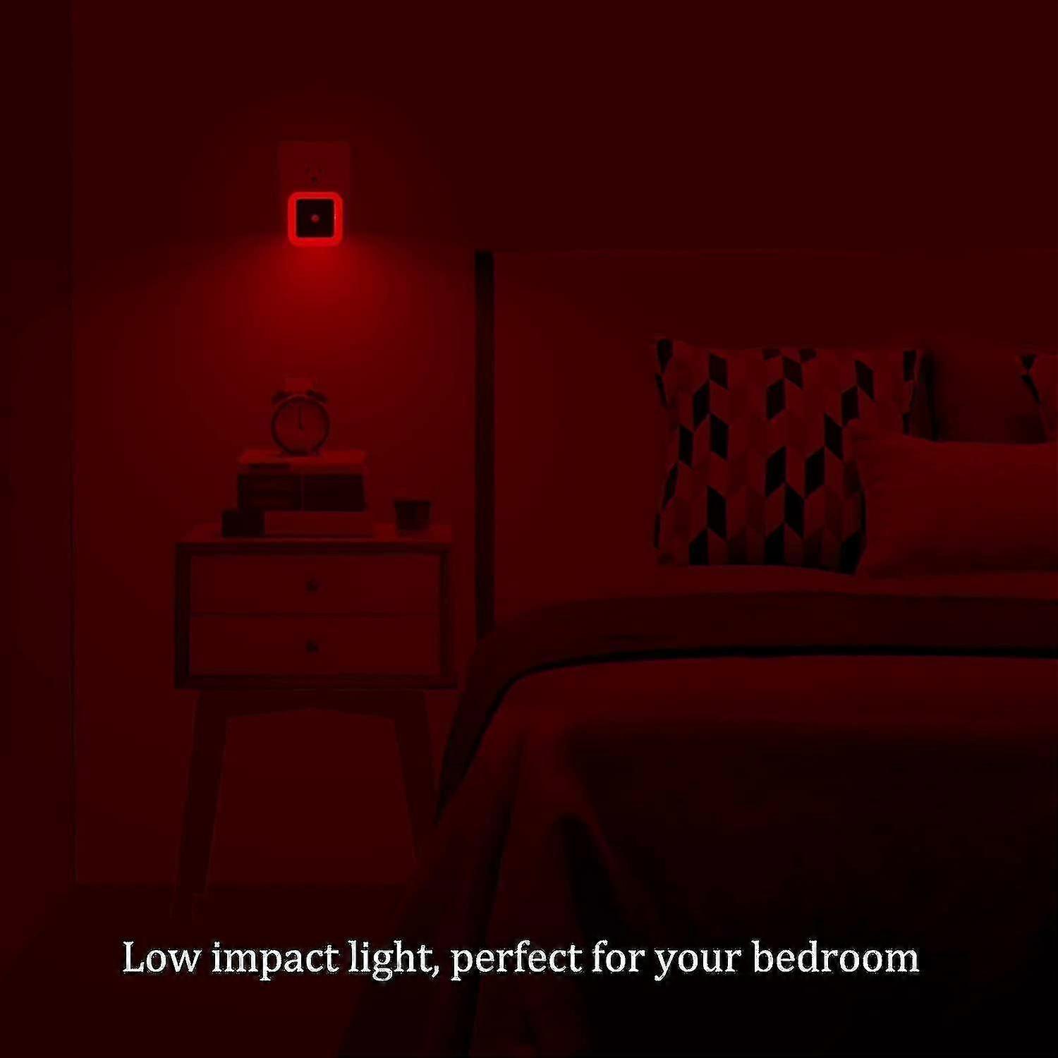 [ Pack Of 4 ] Red Night Light, Plug In Led Wall Lamp With Dusk To Dawn ...