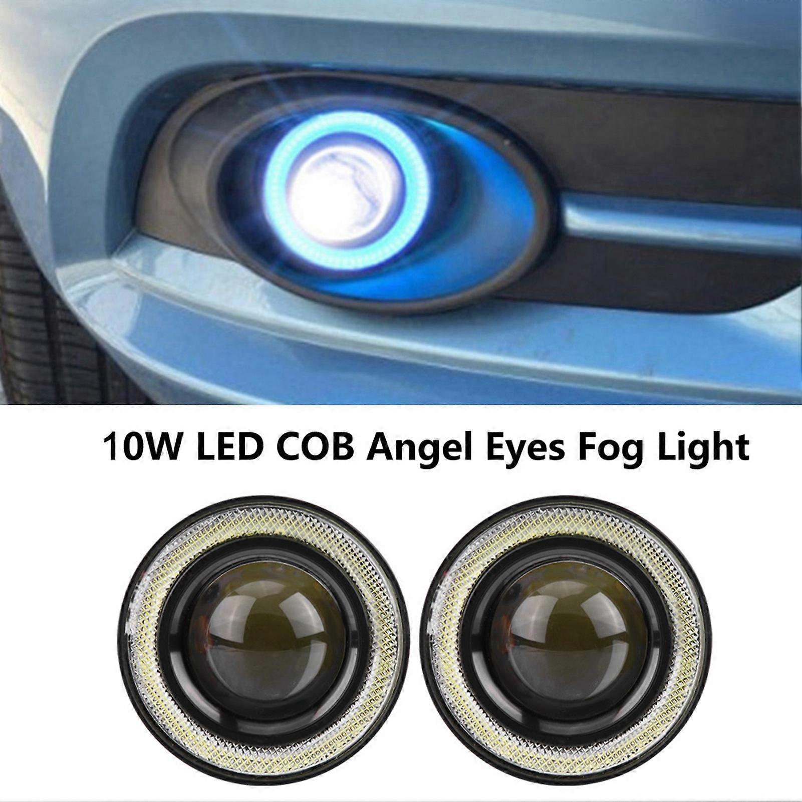 Universal 2pcs 10W LED COB Angel Eyes Daytime Running Light Car Vehicle ...