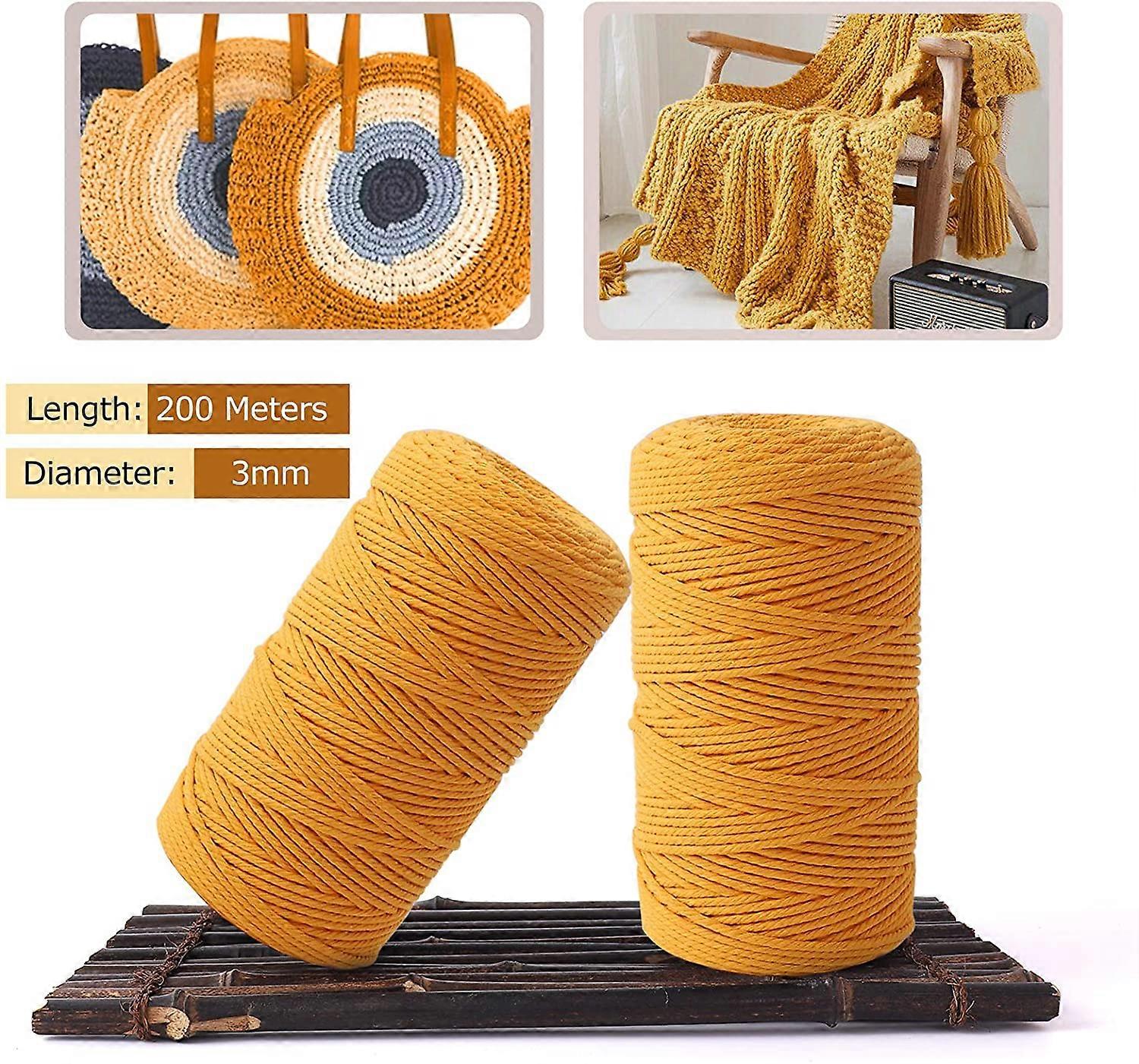 3 x 200 mm Cotton Cone Yarn Macrame Yarn Cotton Rope DIY Art Craft ...