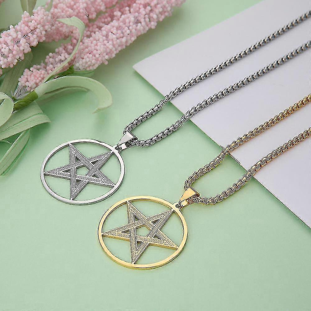 Skyrim Supernatural Pentagram Necklace For Men Stainless Steel Box ...
