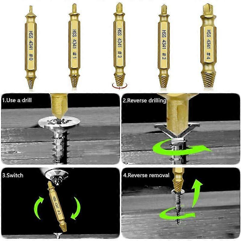 Drill Chuck 6pcs Broken Screw Extractor Kit Damaged Screw Extractor Kit ...