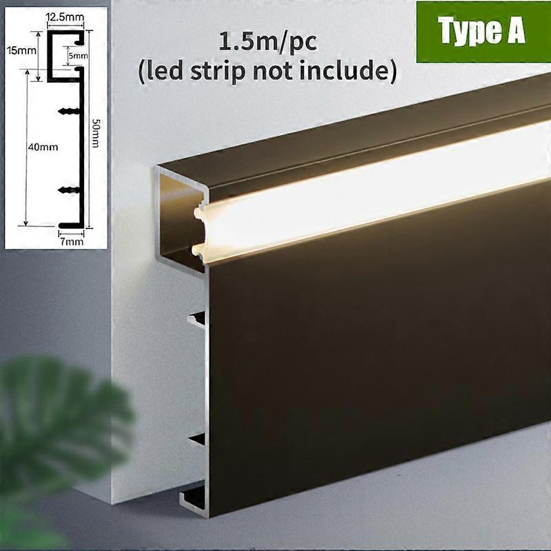 1-1.5m Recessed Skirting Line Aluminium LED Profile Black Bar Light ...
