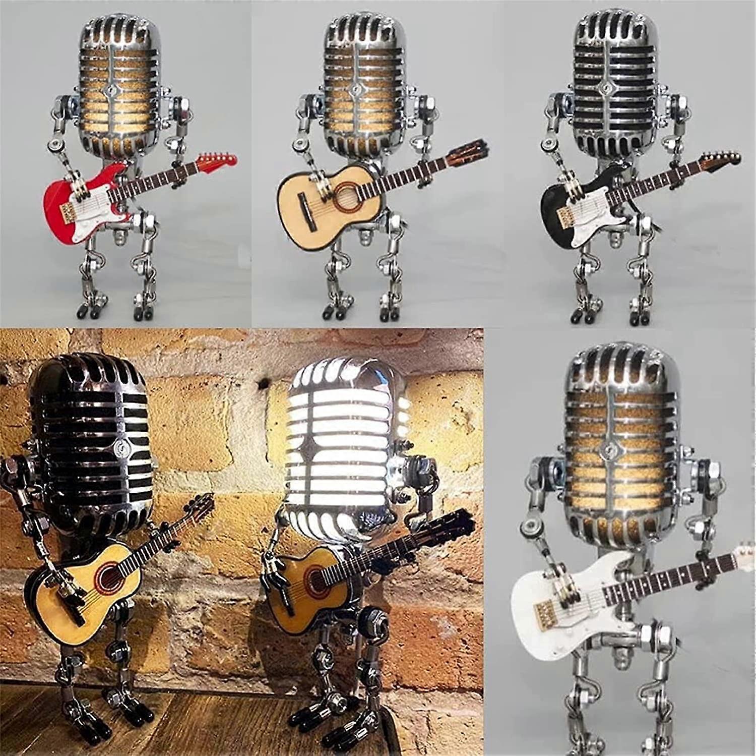 Retro Style Microphone Robot Desk Lamp Holding Guitare Vintage,Vintage ...