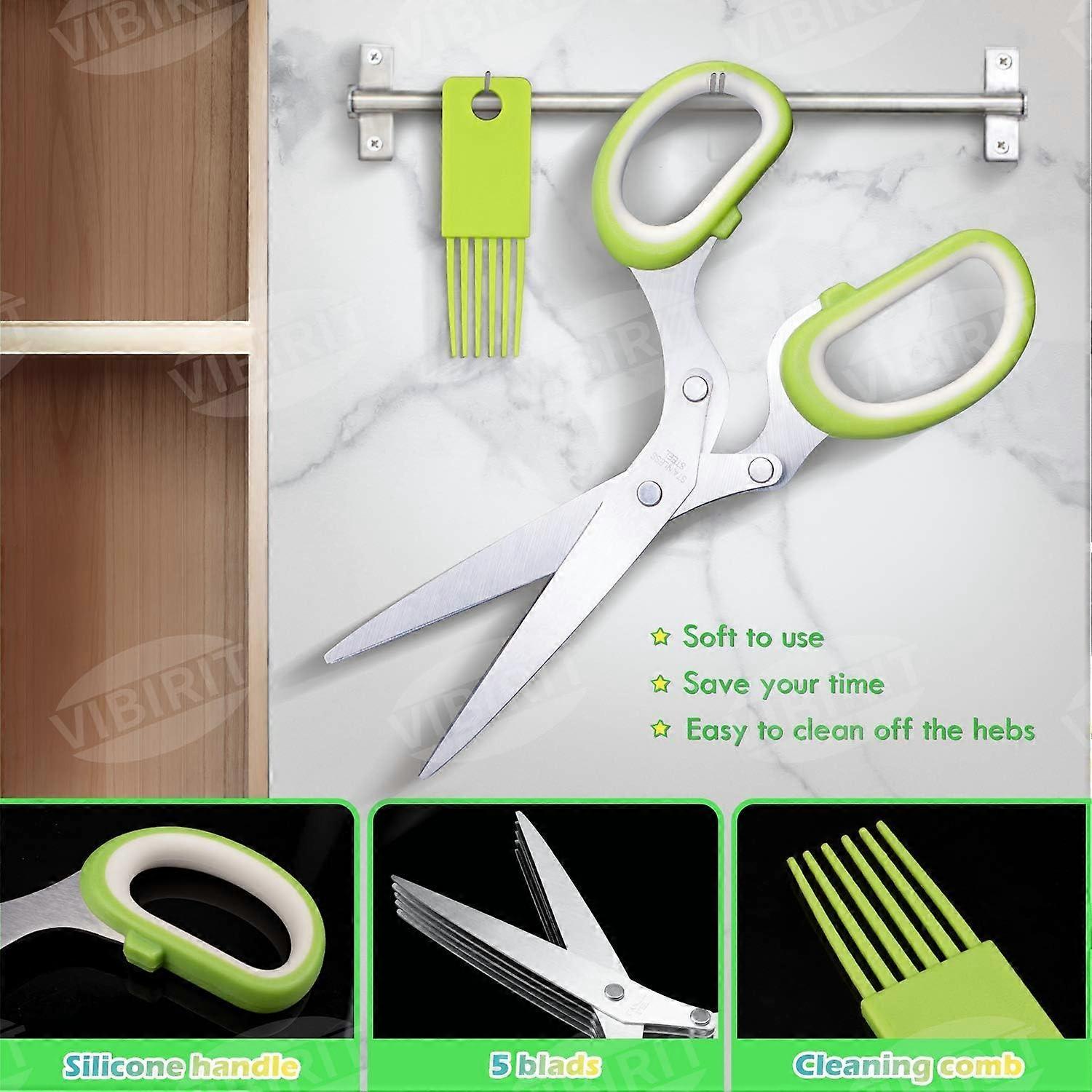 Herb scissors leaf scissors, stainless steel 5-blade kitchen scissors | Fruugo UK