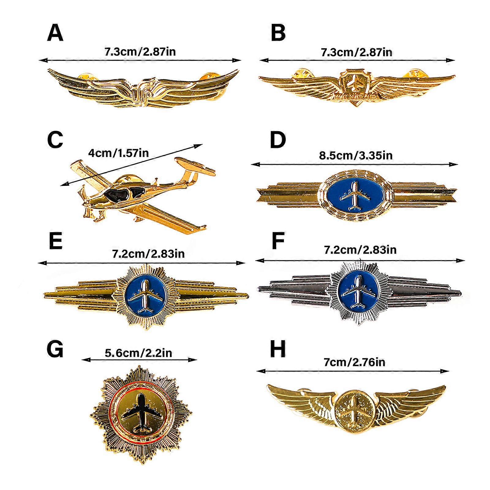 Pilot Badge Captain Chest Badge Aviation Wing Badge Metal Airlines Pin ...