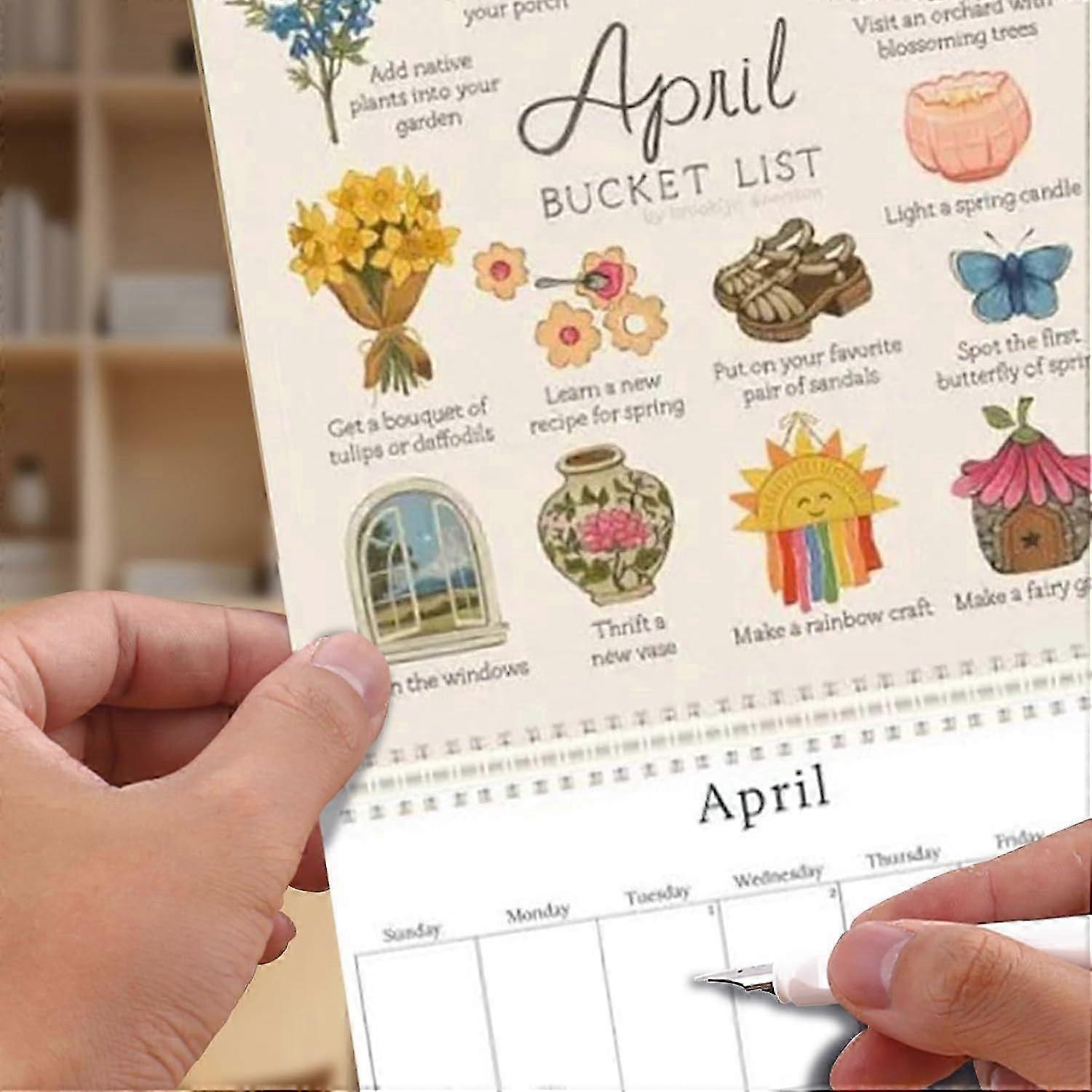 2025 Bucket List Calendar, 12 Months Wall Calendar, 2025 Wall Calendar ...