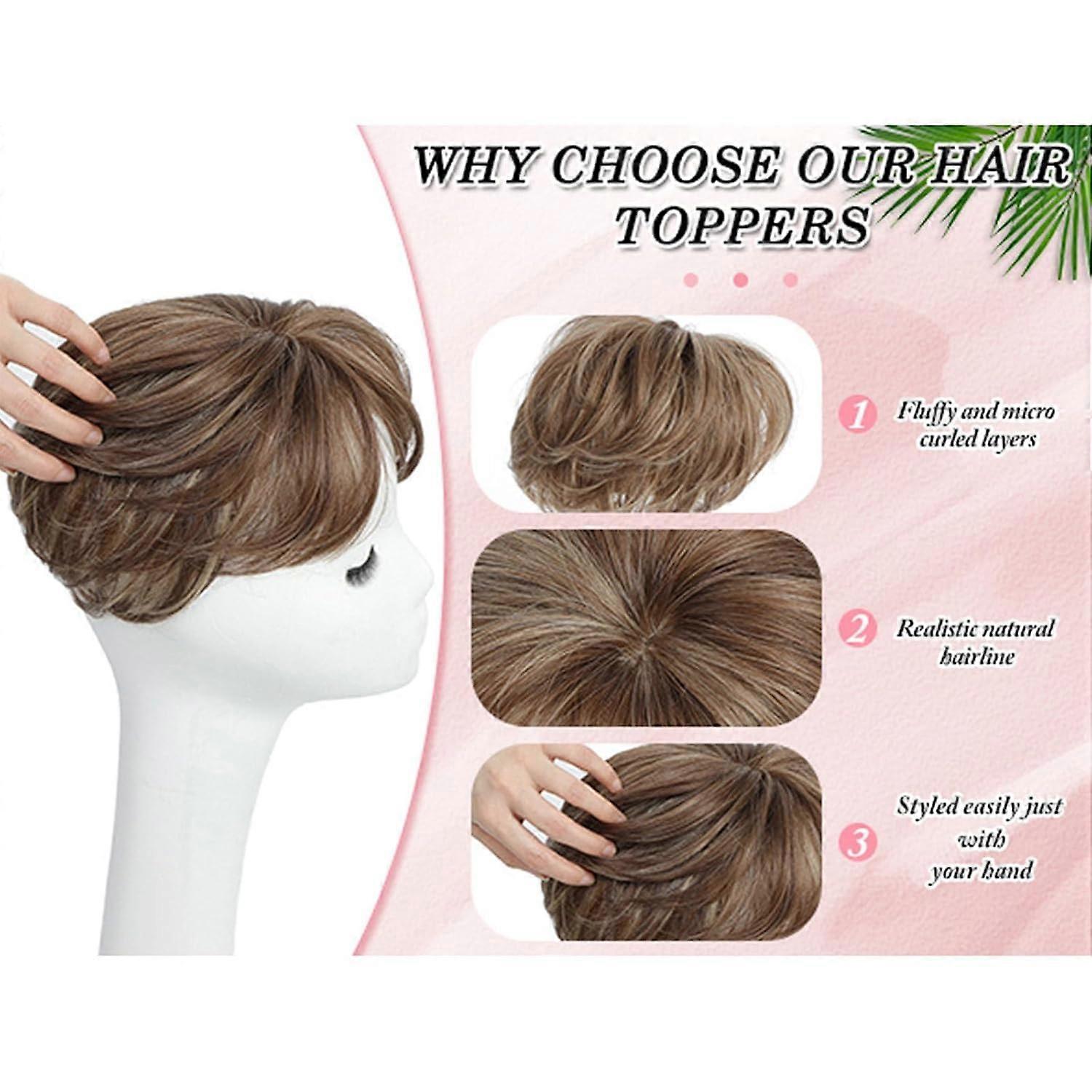 Hair Toppers with Bangs for Women Short Curly Hair Toupee Large Base ...
