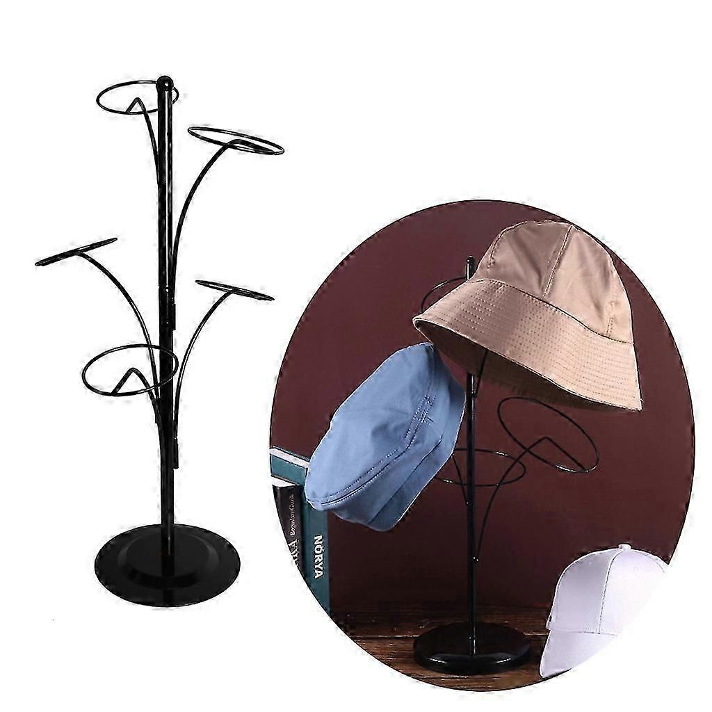 Metal Hats Display Rack with 5 Round Standing Hooks | Fruugo UK