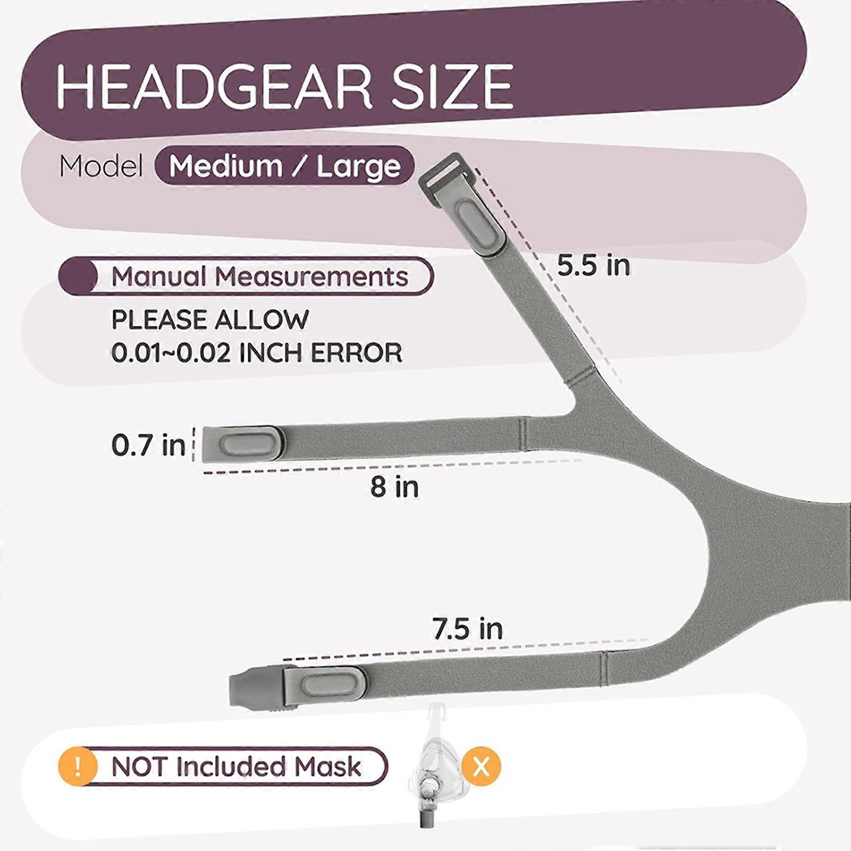 2X CPAP-huvudbandsrem för Fisher & Paykel Simplus helmask Eson CPAP ...
