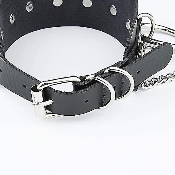 Leather Choker Collar, Pu Leather Punk Rock Gothic Emo O-ring Spike ...