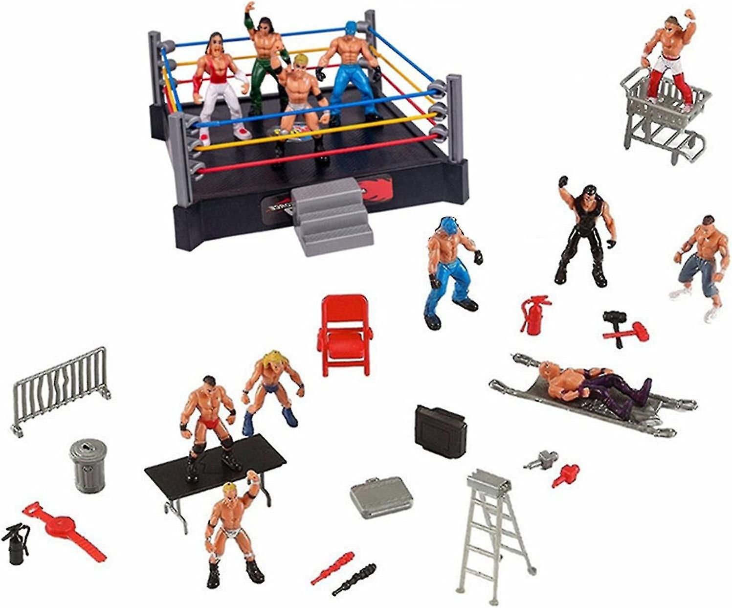 Mini Wrestling Figure Playset, Wrestler Warriors Toys With Square Ring ...