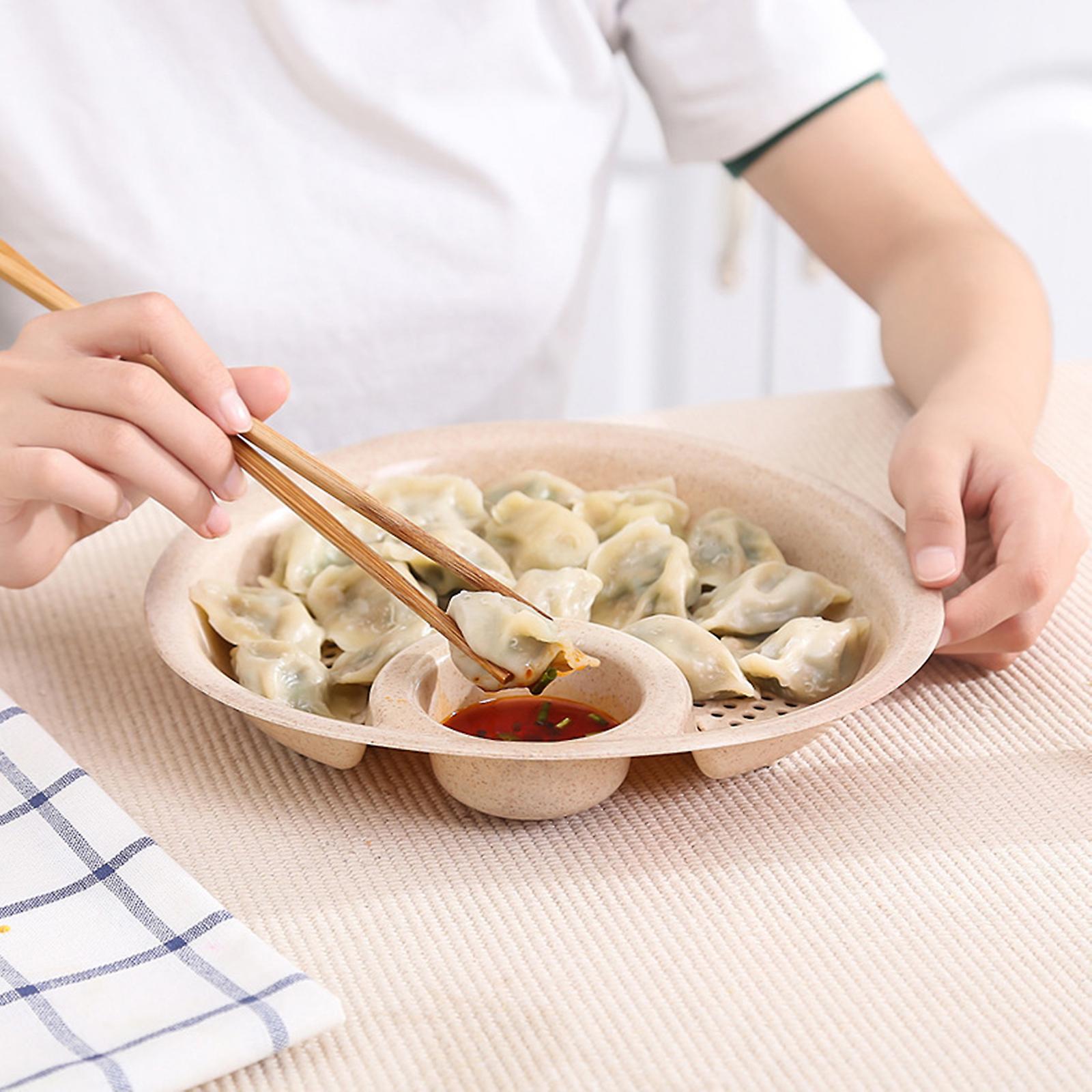 Plastic Dumpling Plates with Double drain with vinegar dish with Sauce ...