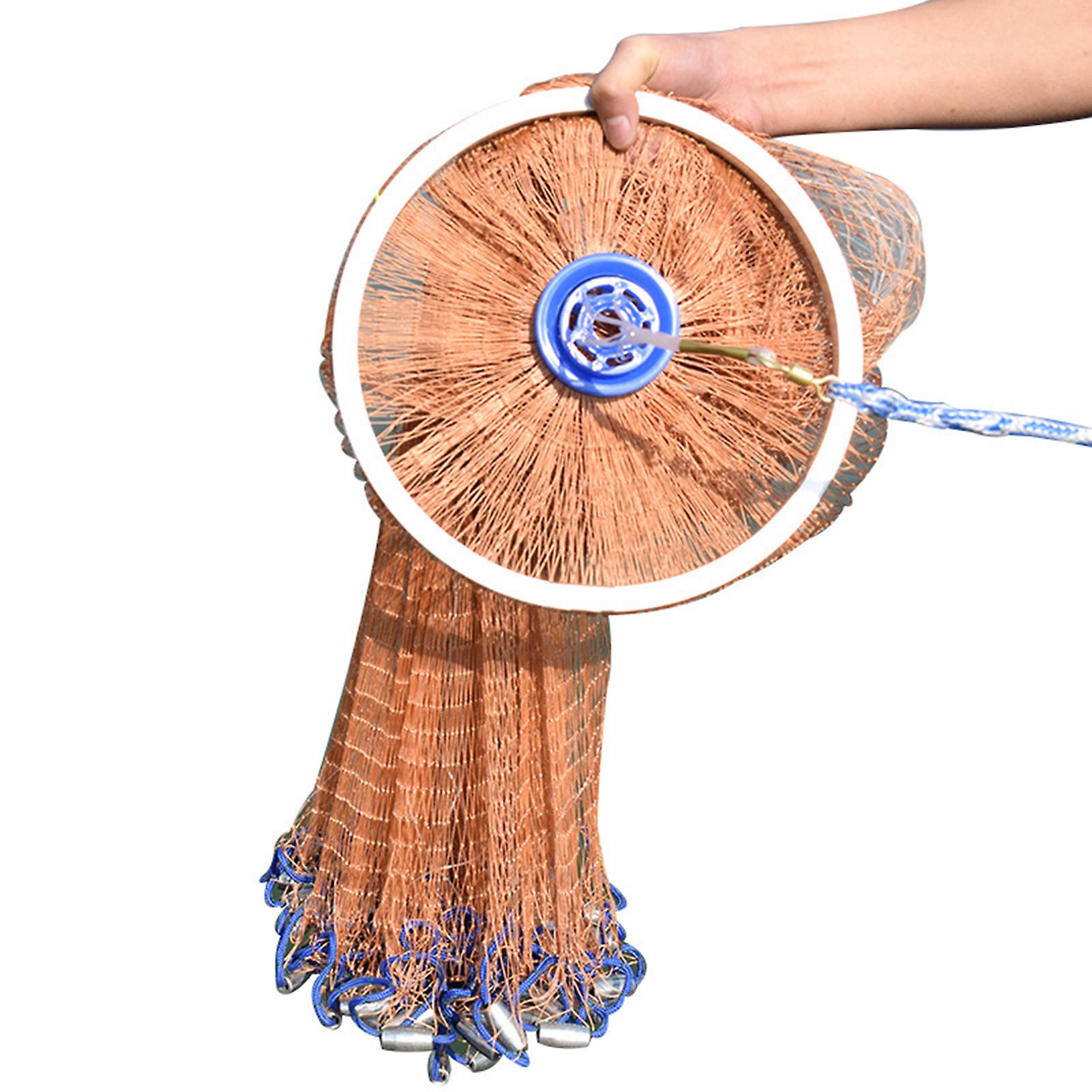 Hand Throw Fishing Net Portable Cast Net With Aluminum Rings Heavy Duty ...