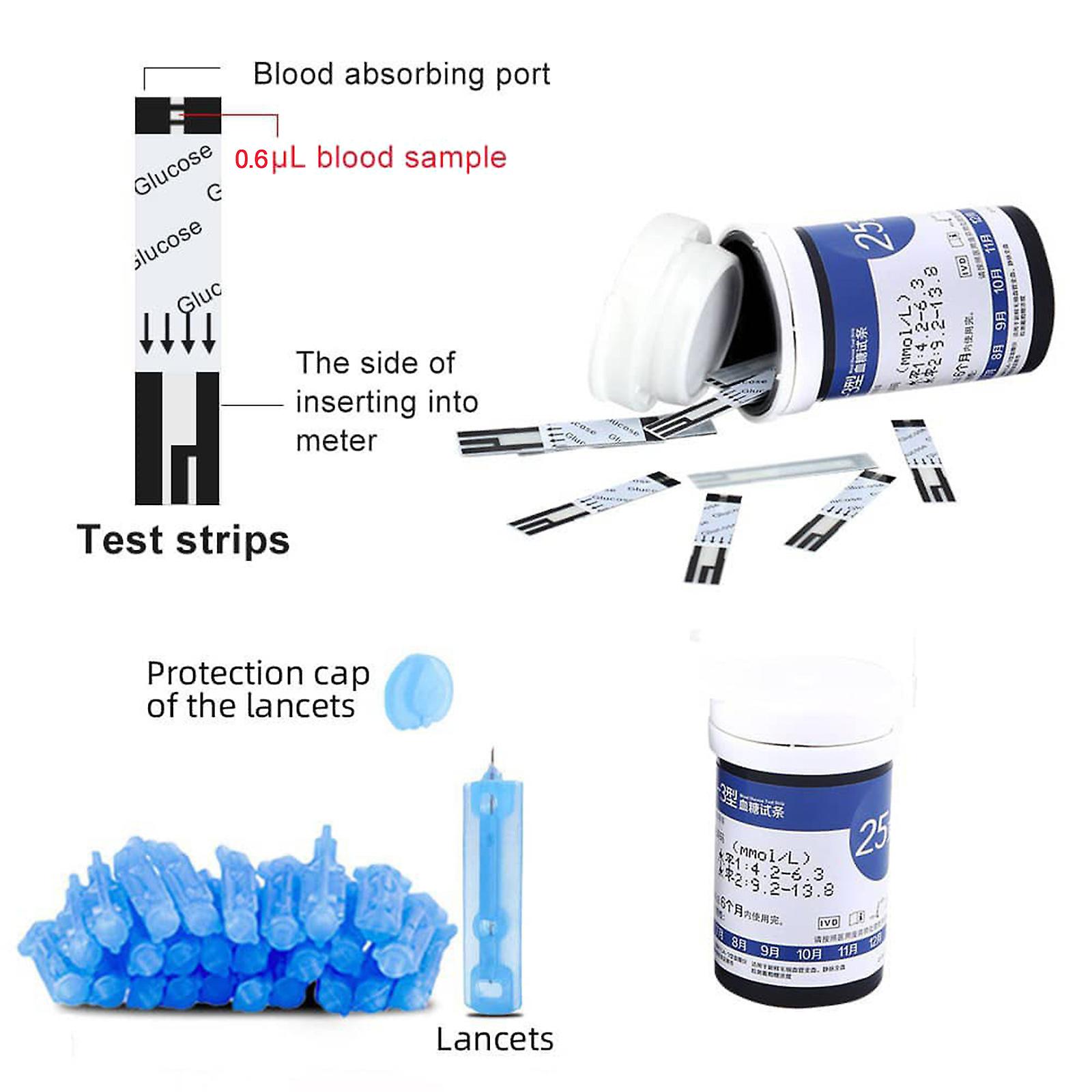 50 Blood Glucose Test Strips 50 Lancets fit for GA-3 Medical Diabetes ...