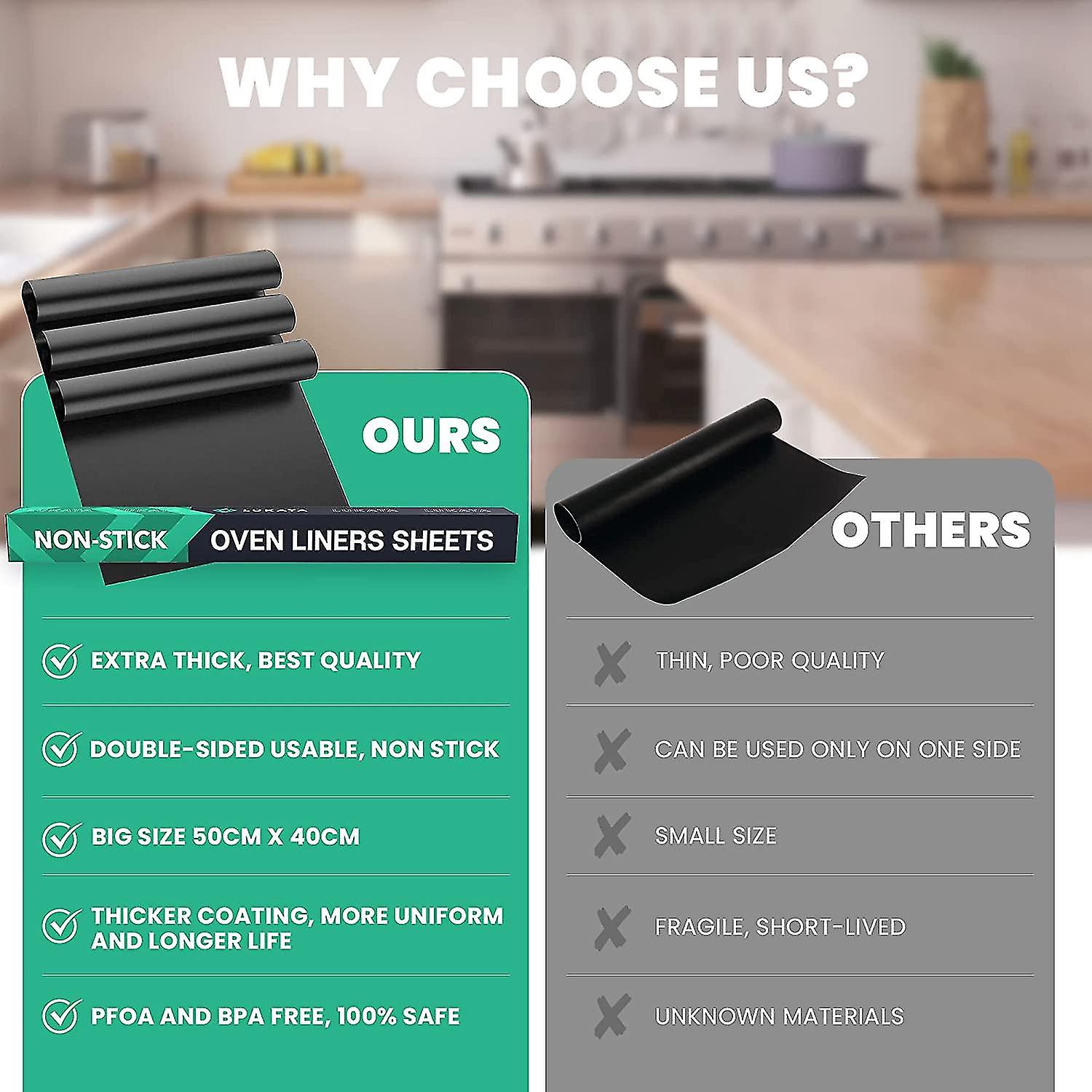 Set Of 3 Oven Liner Sheets - Large Non-stick Protectors For The Bottom ...