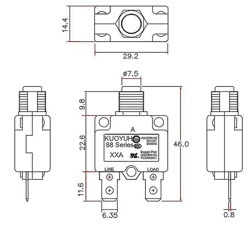 Kuoyuh 88 Series 5a 10a 15a 20a 25a 30a Automatic Reset Thermal ...