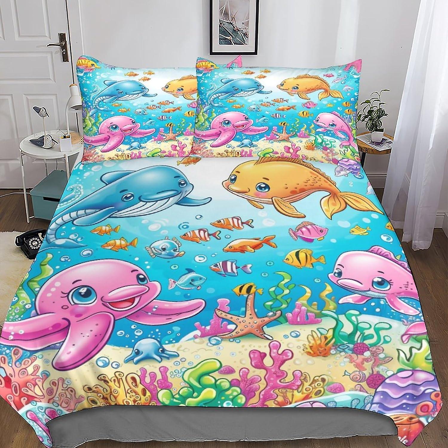 Cute Ocean Animals 3PCs Quilt Cover 3D Printed Sea Decorative Fish ...