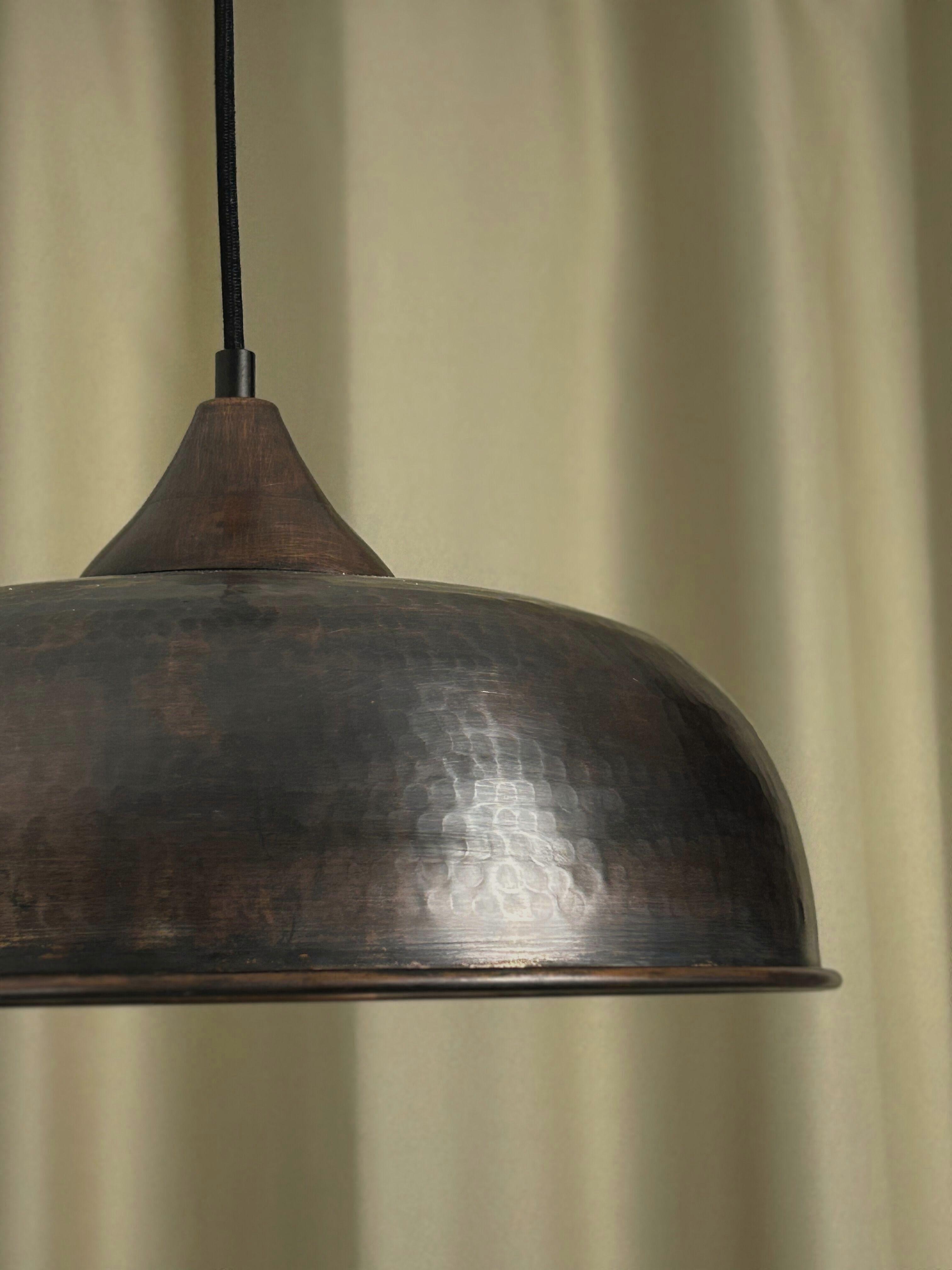 Copper Dark Patina Pendant Light | Handmade Hammered Copper Chandelier ...