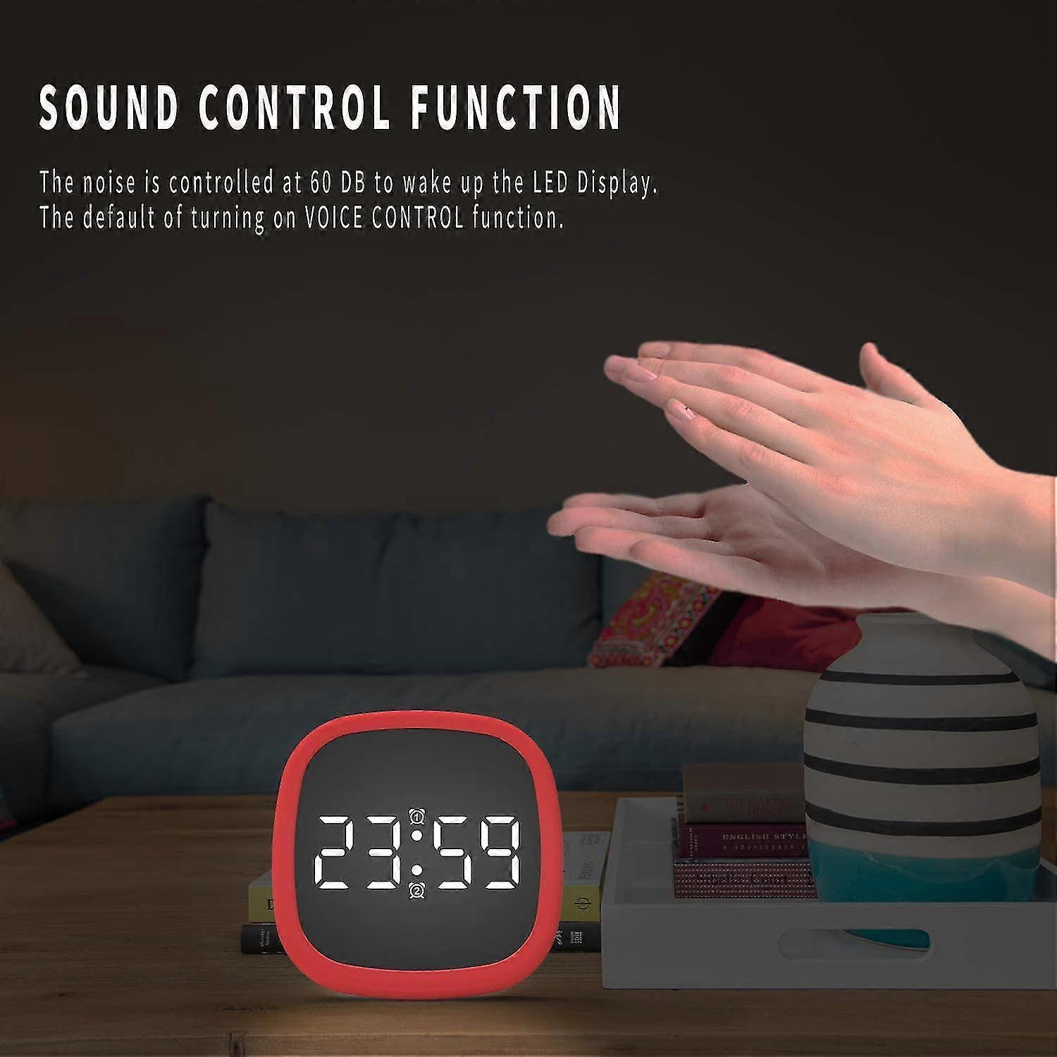 Led Digital Travel Snooze Alarm Clock Dimming Touch Easy To Store ...