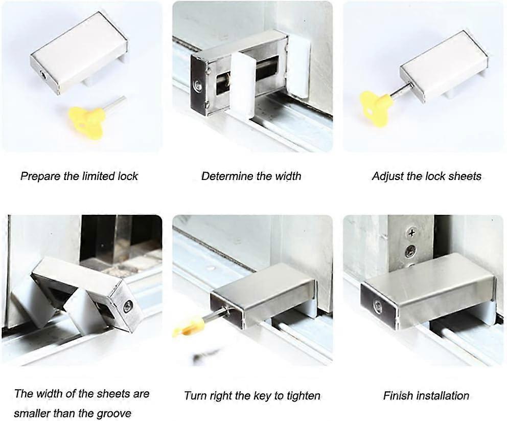 2 Packs Sliding Window Wedge Lock with Key Limiter Adjustable Sliding ...