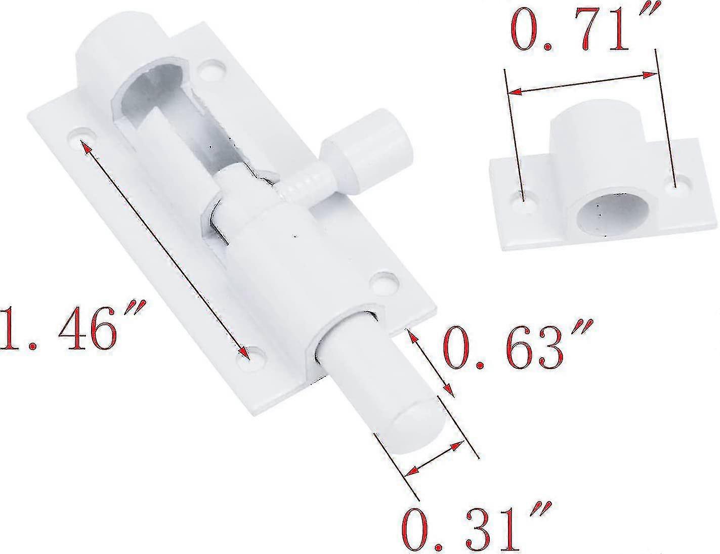 White Barrel Bolt Lock Aluminum Alloy Slide Bolt Latch 2 Inch Door ...