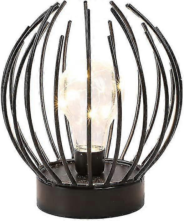 Metal Cage Table Lamp Cordless Battery Operated Lamp With Edison Style ...