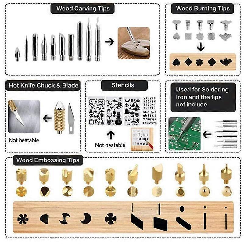 110pcs Wood Burning Kit, Professional Pyrography Kit Woodburning Tool ...