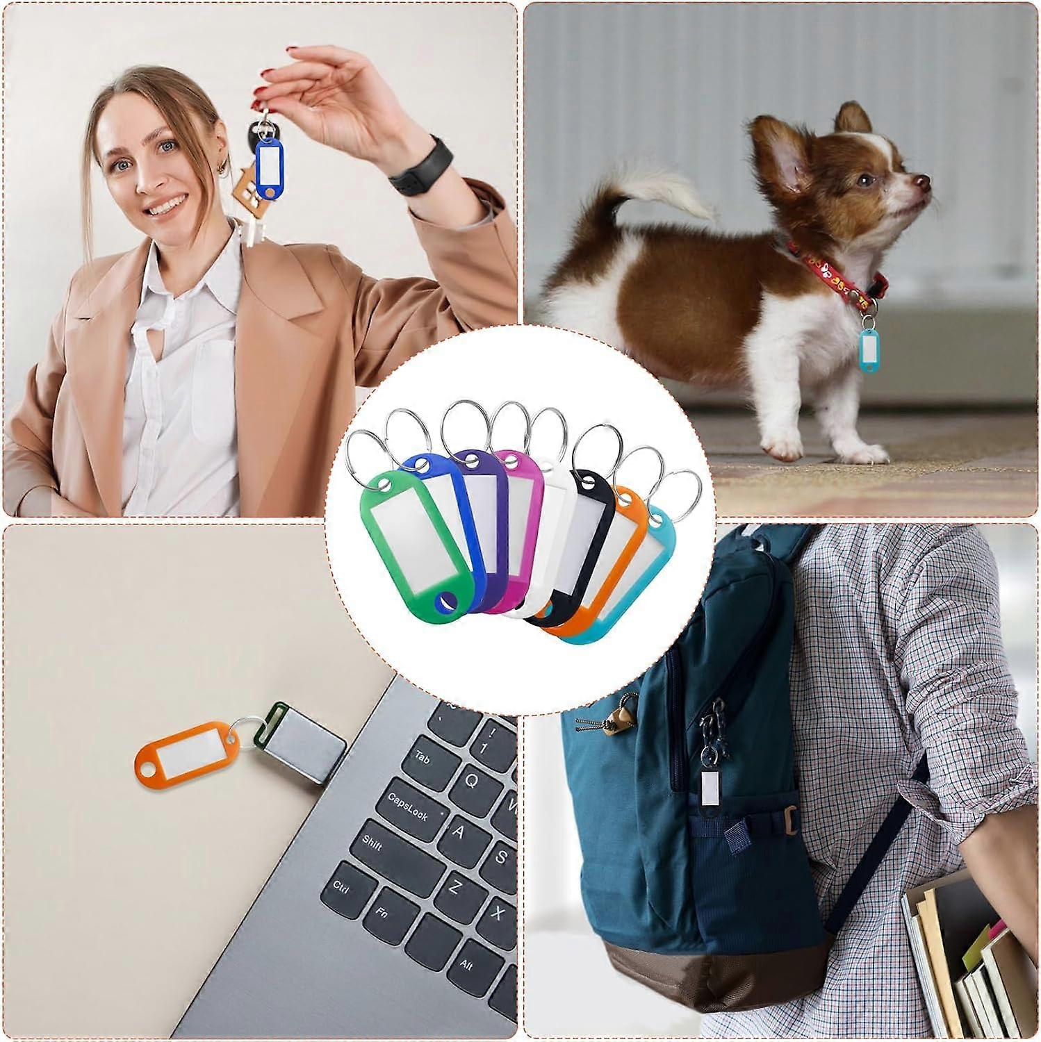 100 Pieces Key Rings, Plastic Key Tags, Writable Colored Key Rings in ...