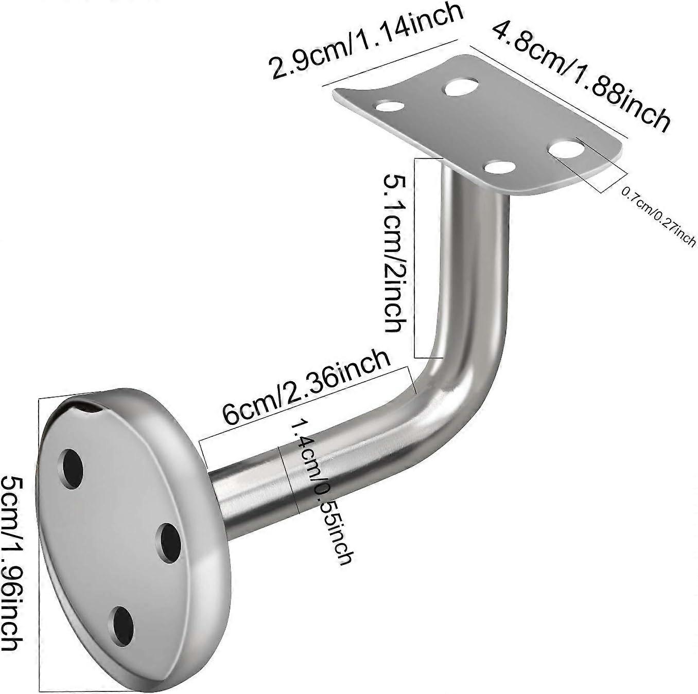Pack Stainless Steel Handrail Brackets, Curved Handrail Brackets for ...