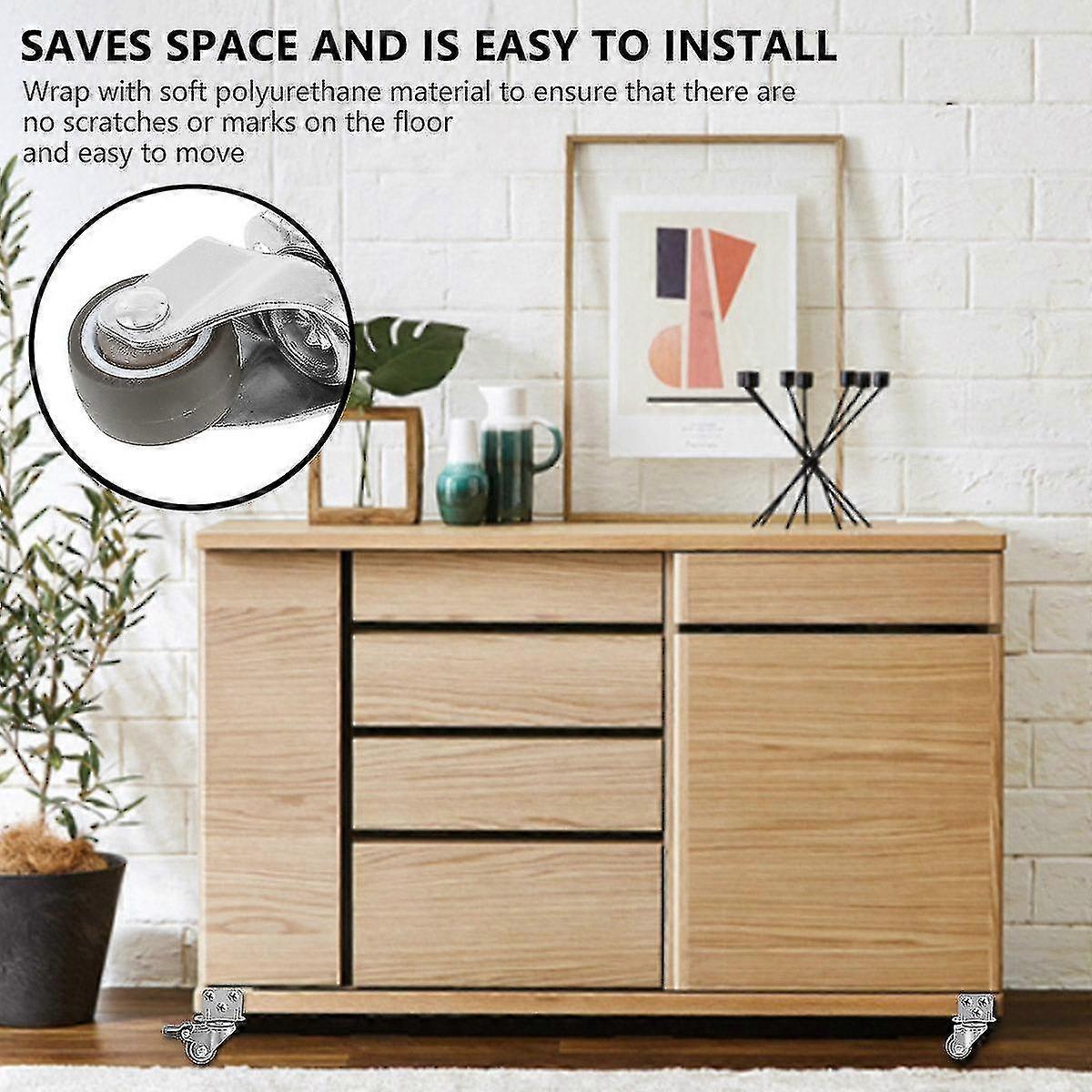 4 Pcs Furniture Castors Heavy Duty Casters Soft Rubber Swivel Caster ...