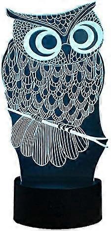 Owl 3D LED Lamp Cute Kawaii Cartoon 3D LED Animal Night Light RGB ...