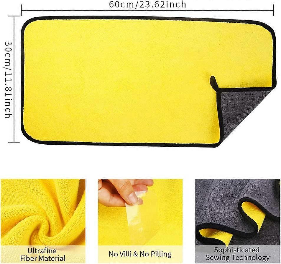 Car Microfiber Cloths 3 Pack, 60 x 30cm Ultra Absorbent Microfiber ...
