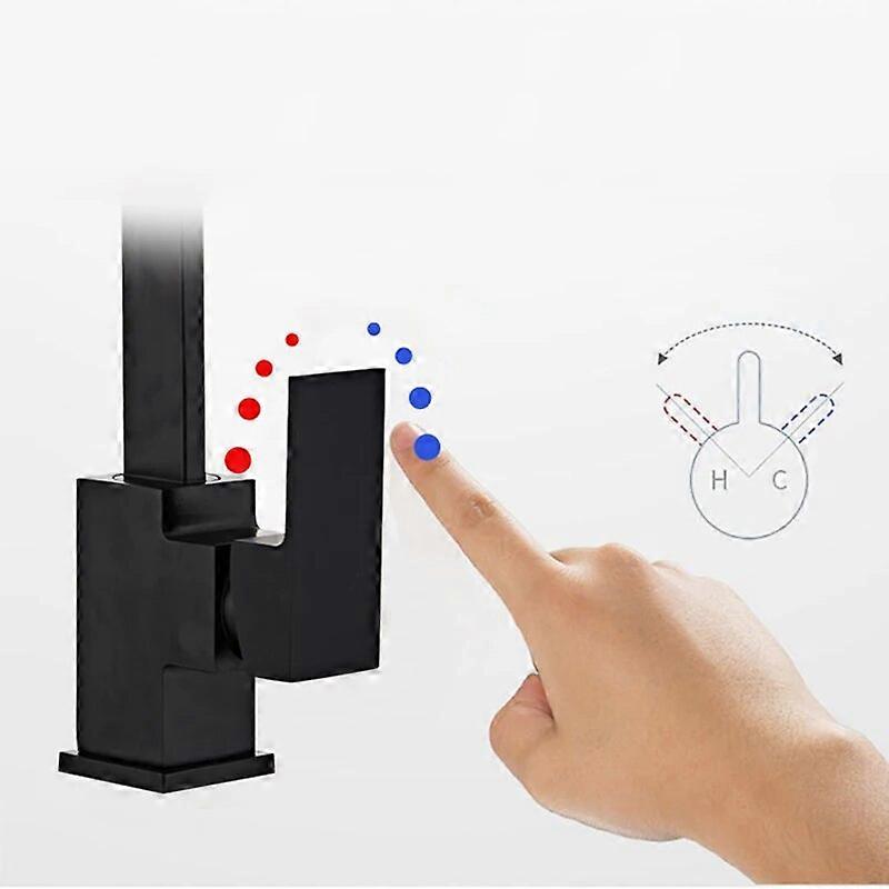 SHBSHAIMY Black Square Kitchen Faucet Chorme Hot And Cold Kitchen Sink ...