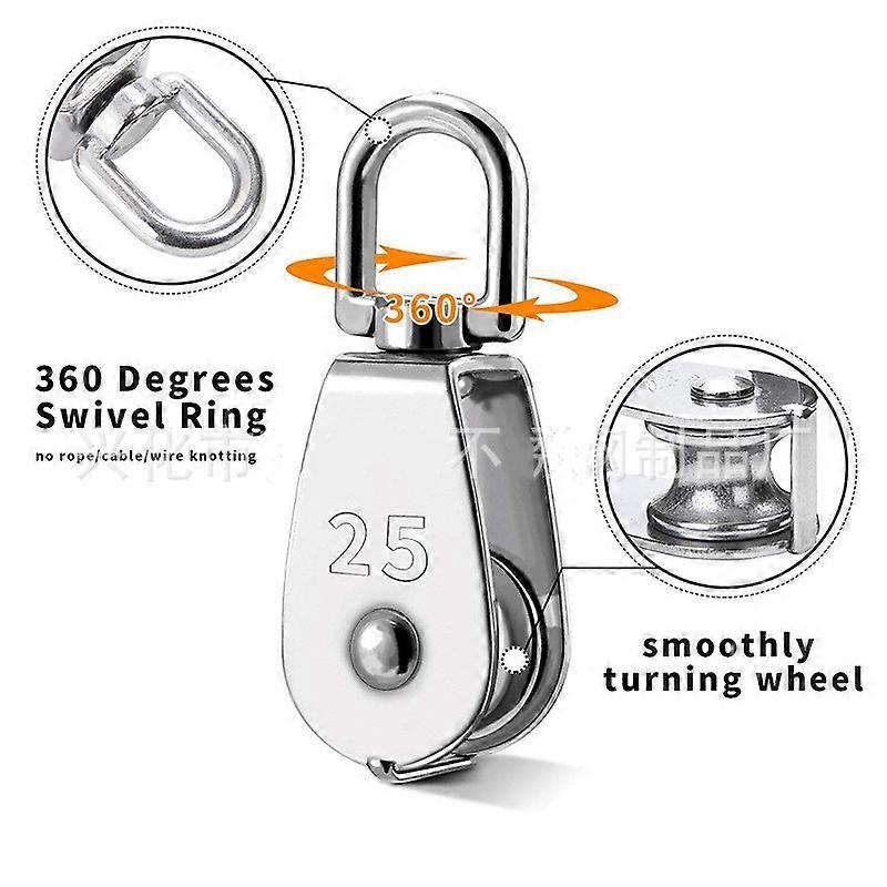 3pcs Single Pulley Block M25 Stainless Steel Small Pulley Roller For ...