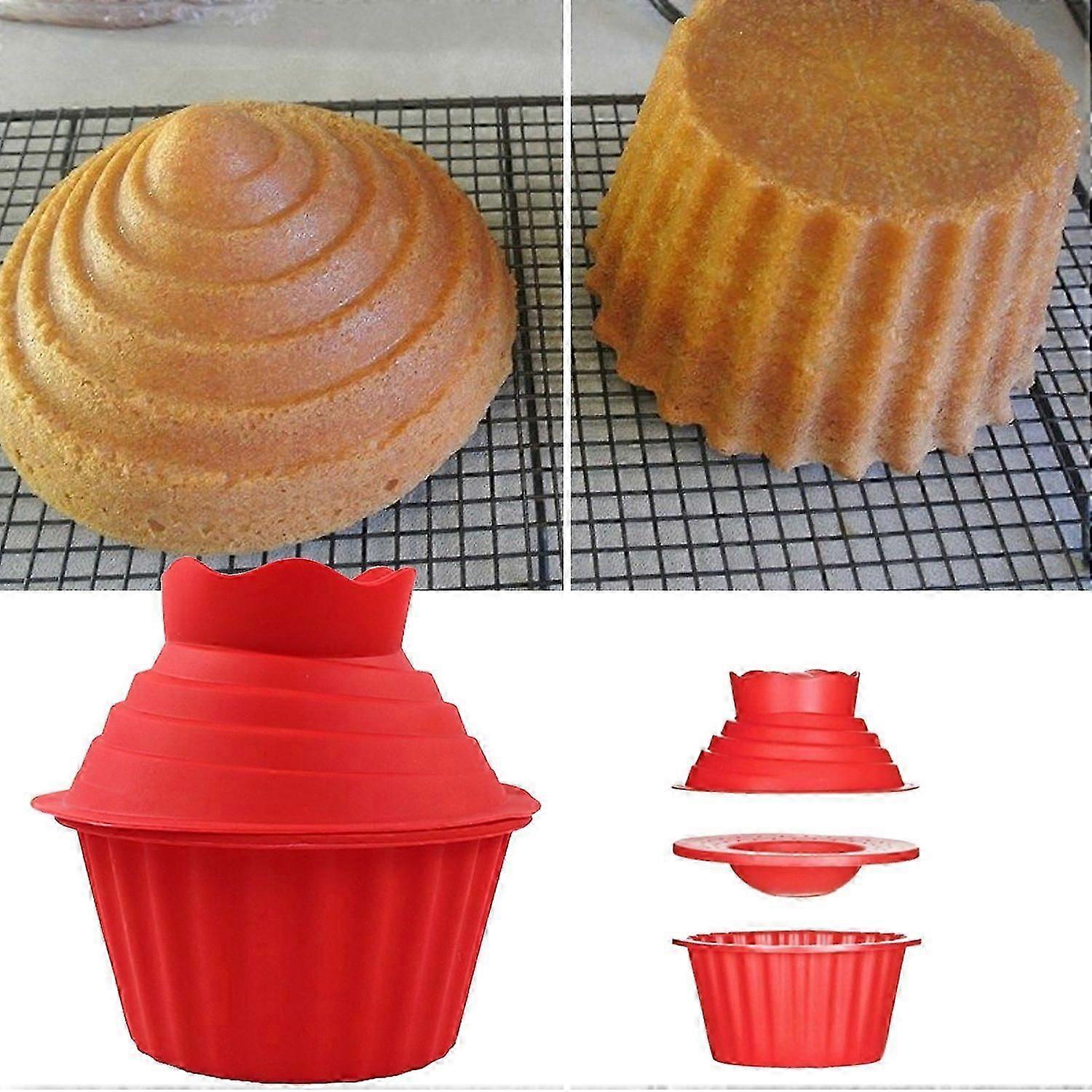 3 Pack Giant Big Silicone Cupcake Cake Mould Top Cupcake Bake Set Baking Mold Cake Bake Tool ...