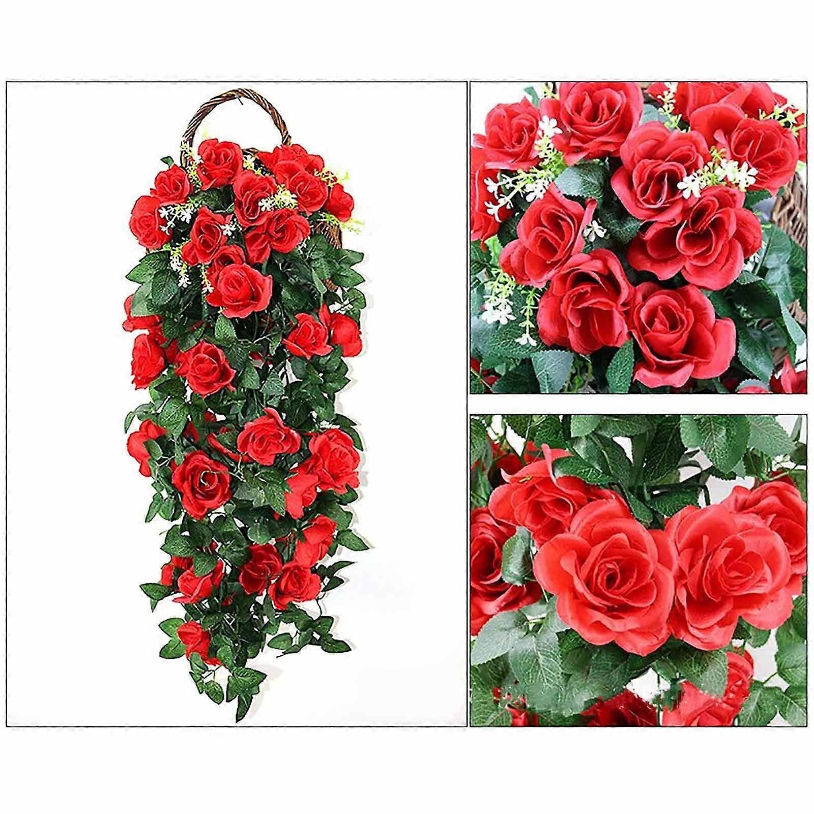 Simulated Rose Bouquets Simulated Flower Wall Hanging Baskets ...