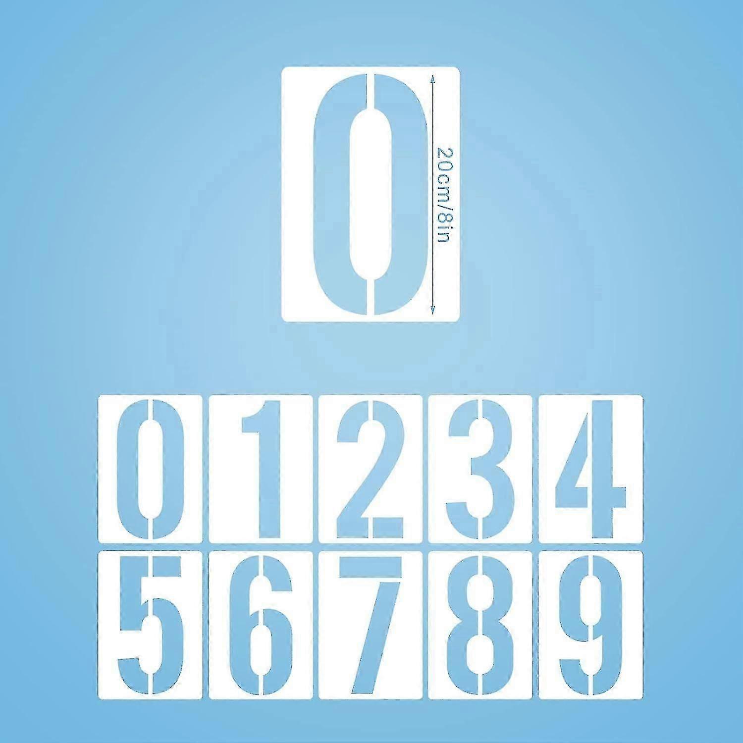 20cm (8) Large Number Stencils, 0 to 9 Number Template Plastic Reusable ...
