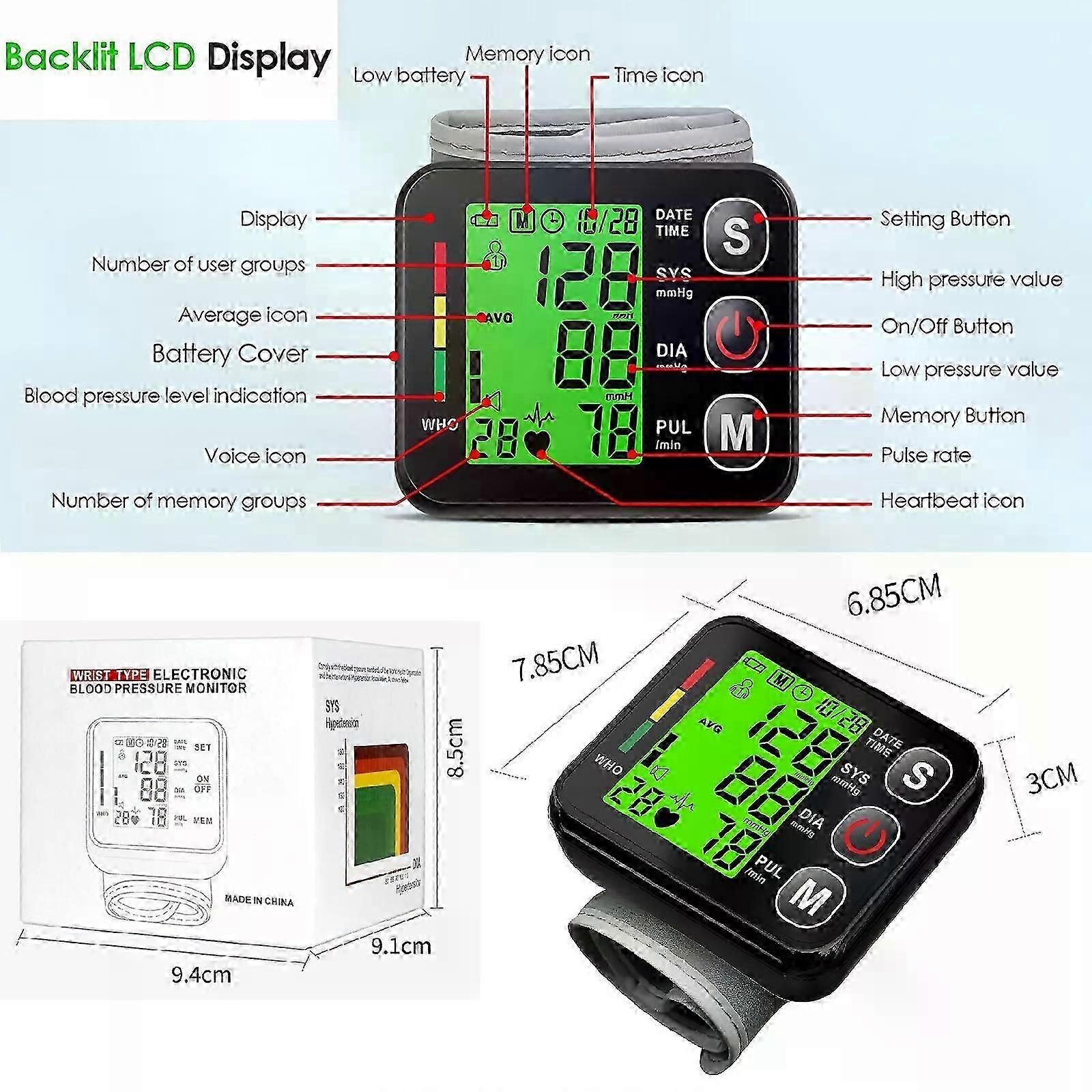 Highly Accurate Wrist Blood Pressure Monitor, Digital Rechargeable with ...