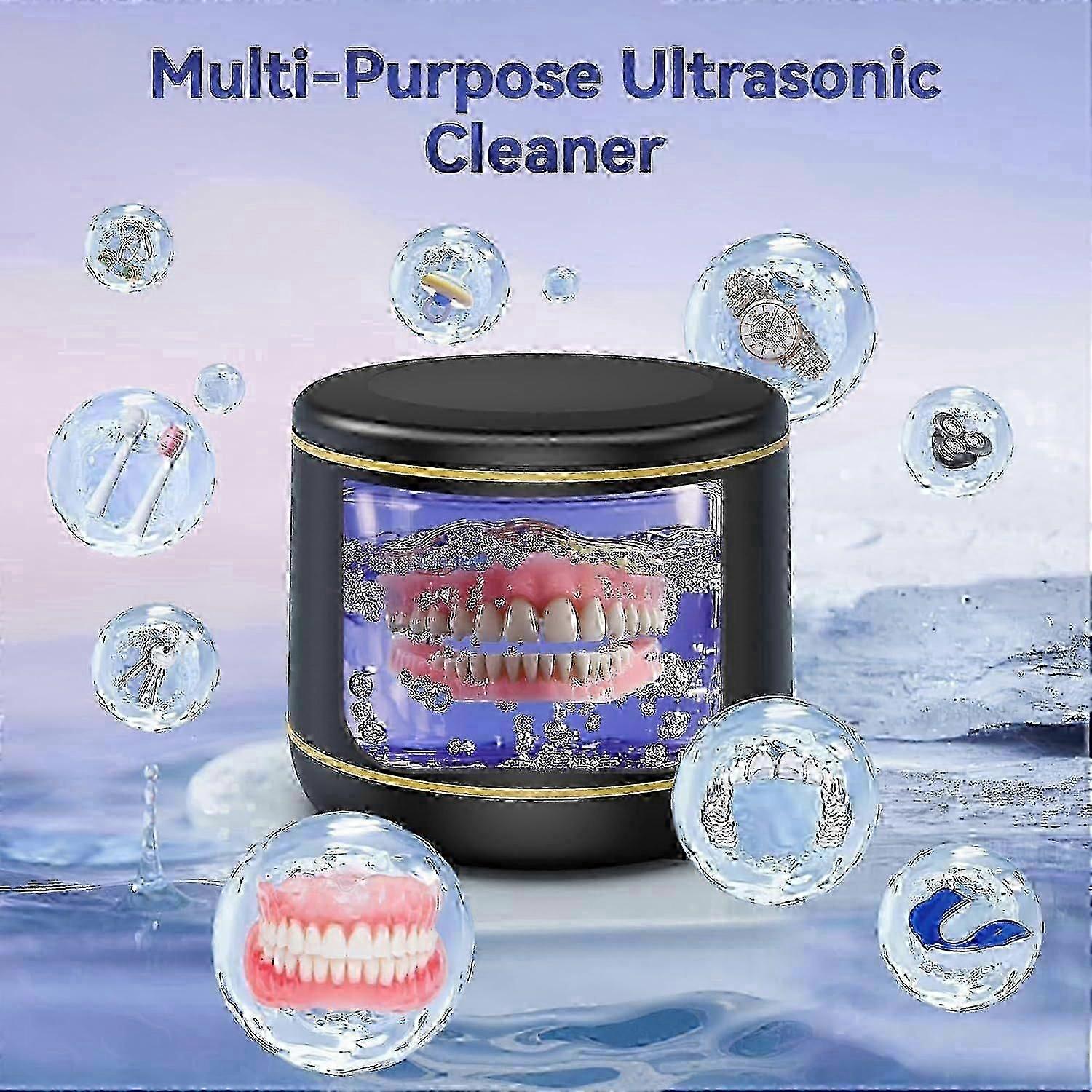 Ultrasonic Retainer Cleaner with UV Light, 45kHz Portable Denture ...