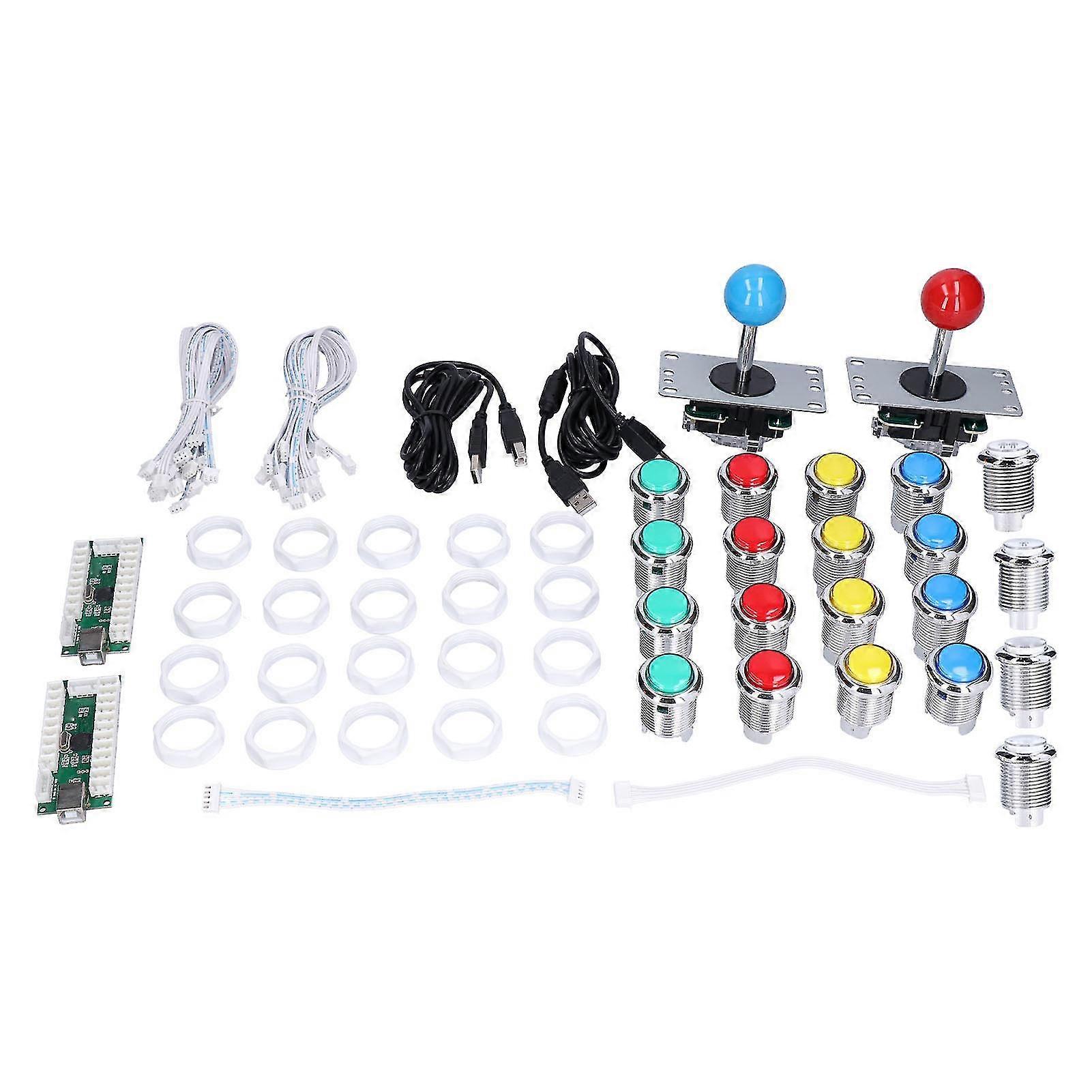 2026 2 Player Arcade DIY Kit 8 Ways Joystick LED Arcade Buttons USB ...