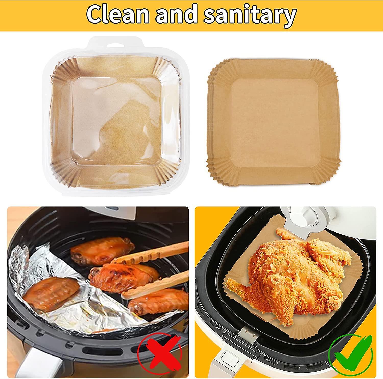 100pcs (16cm) Air Fryer Baking Paper Square Greaseproof Paper For Hot ...
