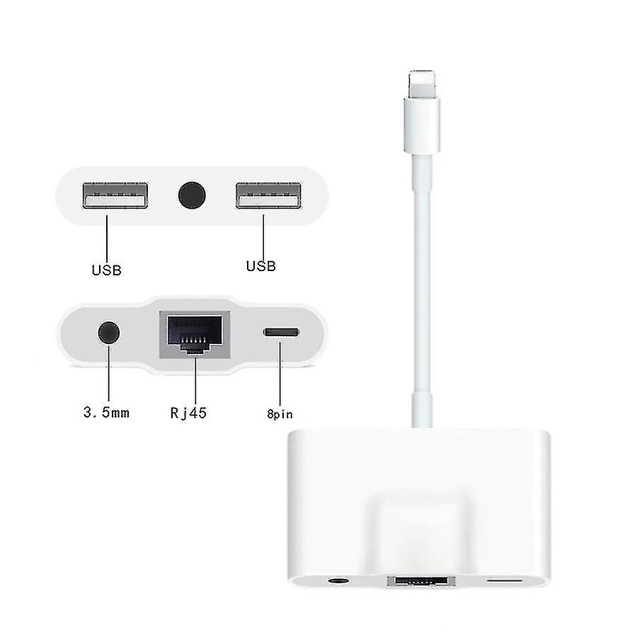 Lightning To Rj45 Ethernet Lan Wired Network Adapter 5 In 1 Usb Otg Lan ...