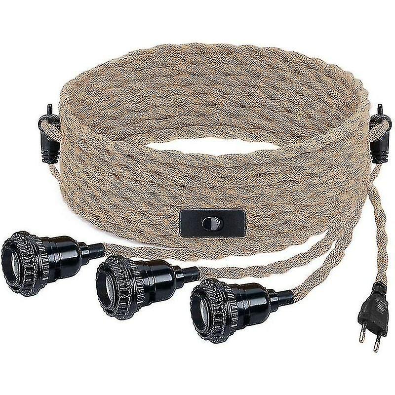 Diy Pendant Light With Hemp Rope, Textile Cable, Hanging Lamp 3e27 With ...