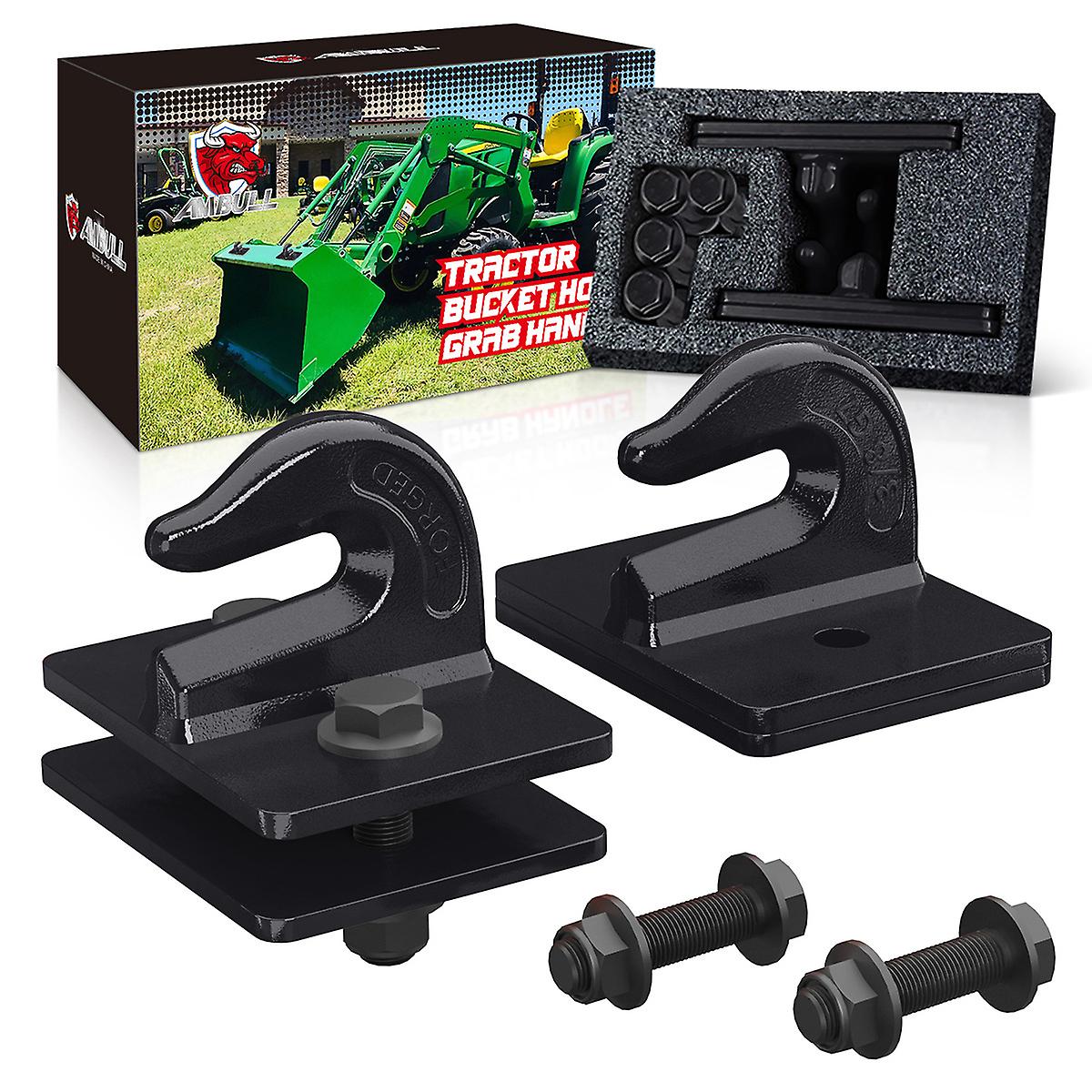 2 Pack 3/8" Tractor Bucket Grab Hook, 70 Grade Forged Steel, Bolt on ...