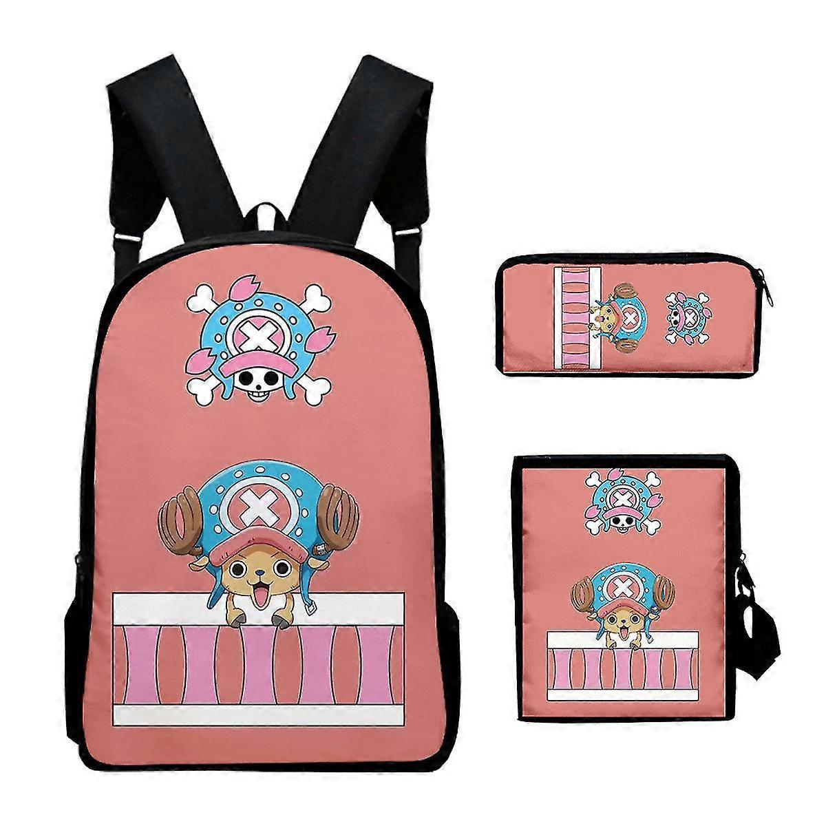 3pcs/Set One Piece Chopper Backpack Pink School Bag with Shoulder Bag ...